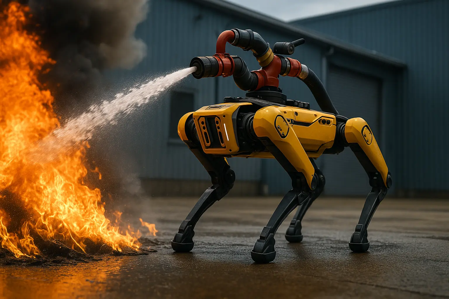 Sebuah robot berbentuk anjing dihantar ke tempat kejadian kebakaran ...